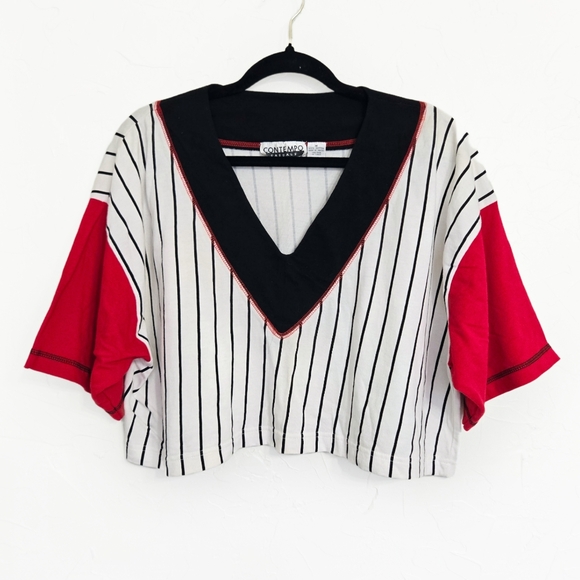 Vintage | Tops | Vintage Red White Striped Crop Top | Poshmark
